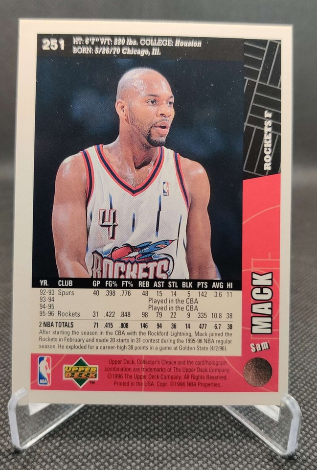 1996-97 Collector's Choice #251 Sam Mack Houston Rockets basketball ...