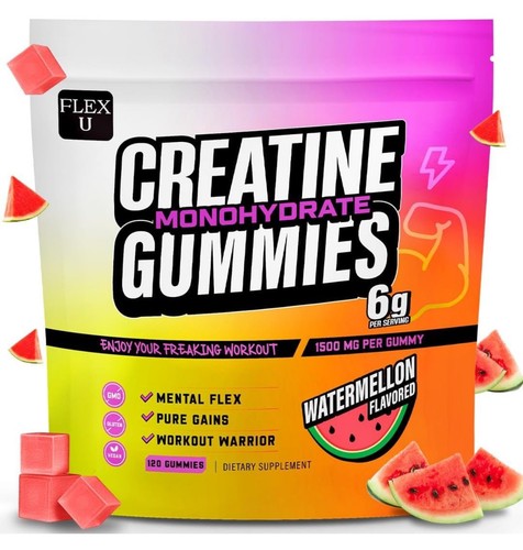 Flex University Creatine Monohydrate Gummies - 6g - Watermelon - 120 ...
