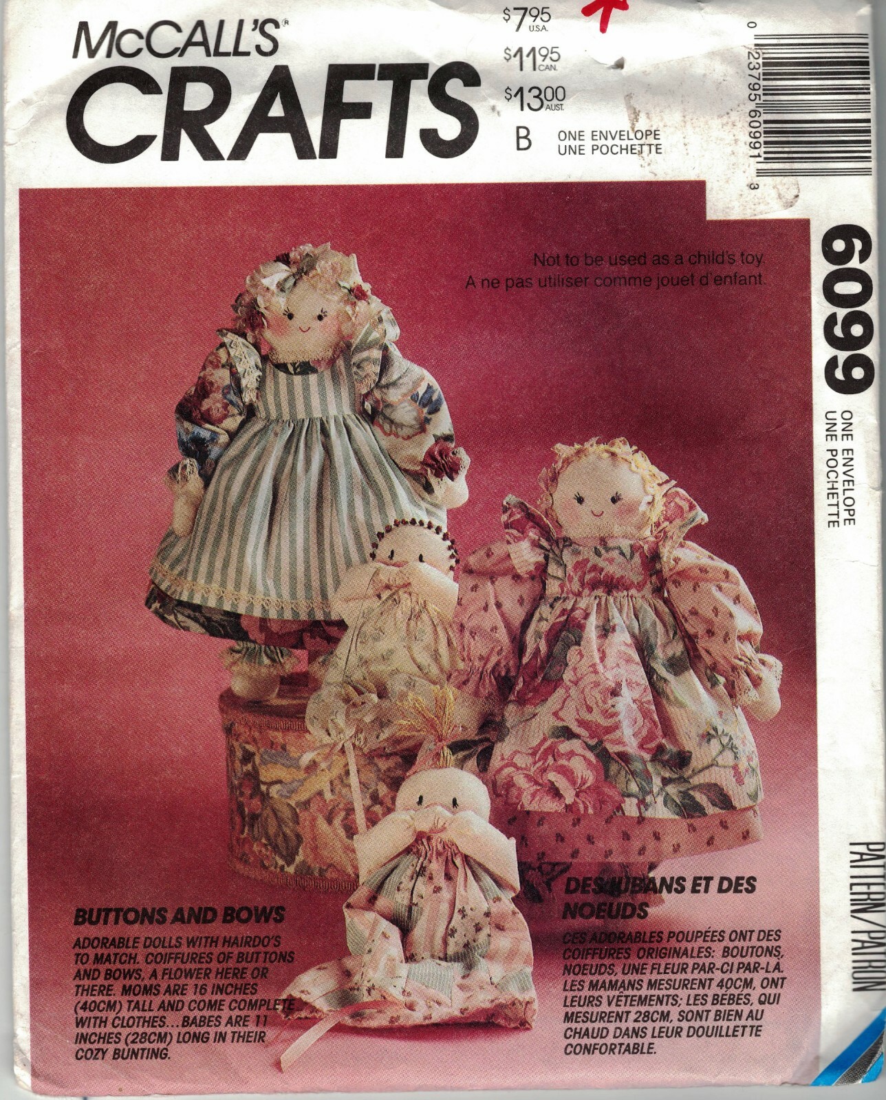 McCalls Craft Patterns M6527, 6219, 5225, 6099 Christmas Easter Dolls ...