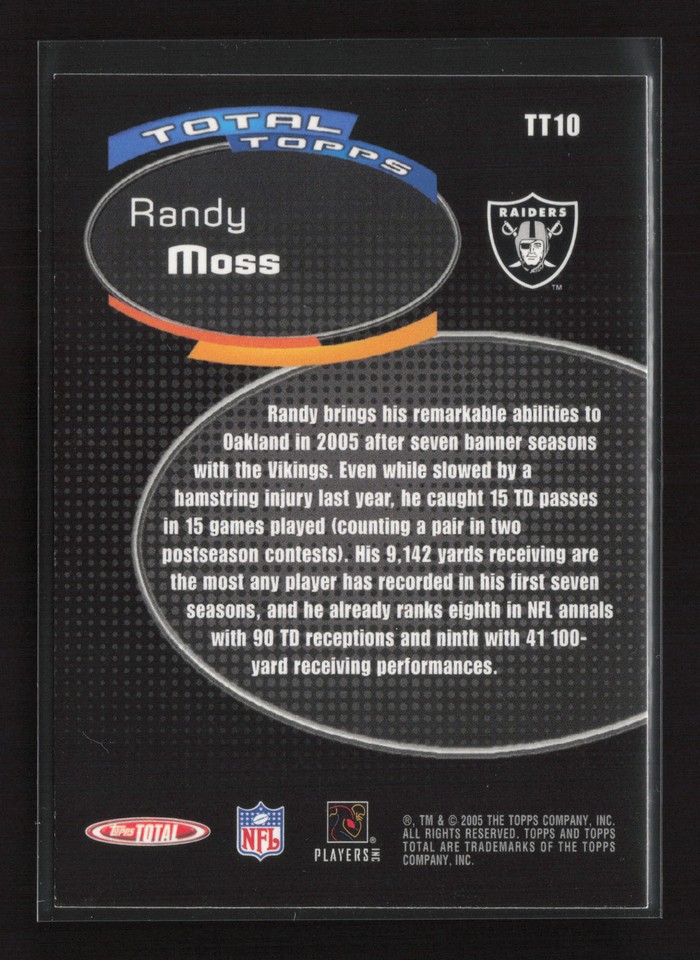 2005 Topps Total Total Topps #TT10 Randy Moss Oakland Raiders | eBay