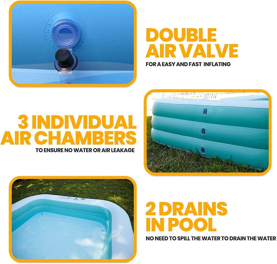 Inflatable big family pool Air Pump 118 x 72 x 22 Toysical - Includes ...