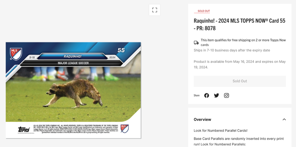 Raquinho! 2024 Topps NOW #55⚽⚽Short Print SP⚽⚽Print Run: 8078⚽⚽MLS⚽⚽ ...