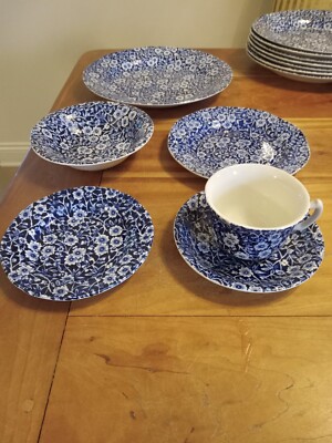 Vintage Royal Crownford Staffordshire Calico Dinnerware 6 Piece Place ...
