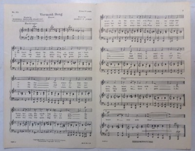Vermont Song 1916 Wendell Phillips Stafford Ernest F Jores ...