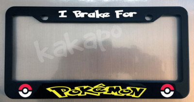 I Brake For Pokemon Black License Plate Frame Pikachu | Plastic ...