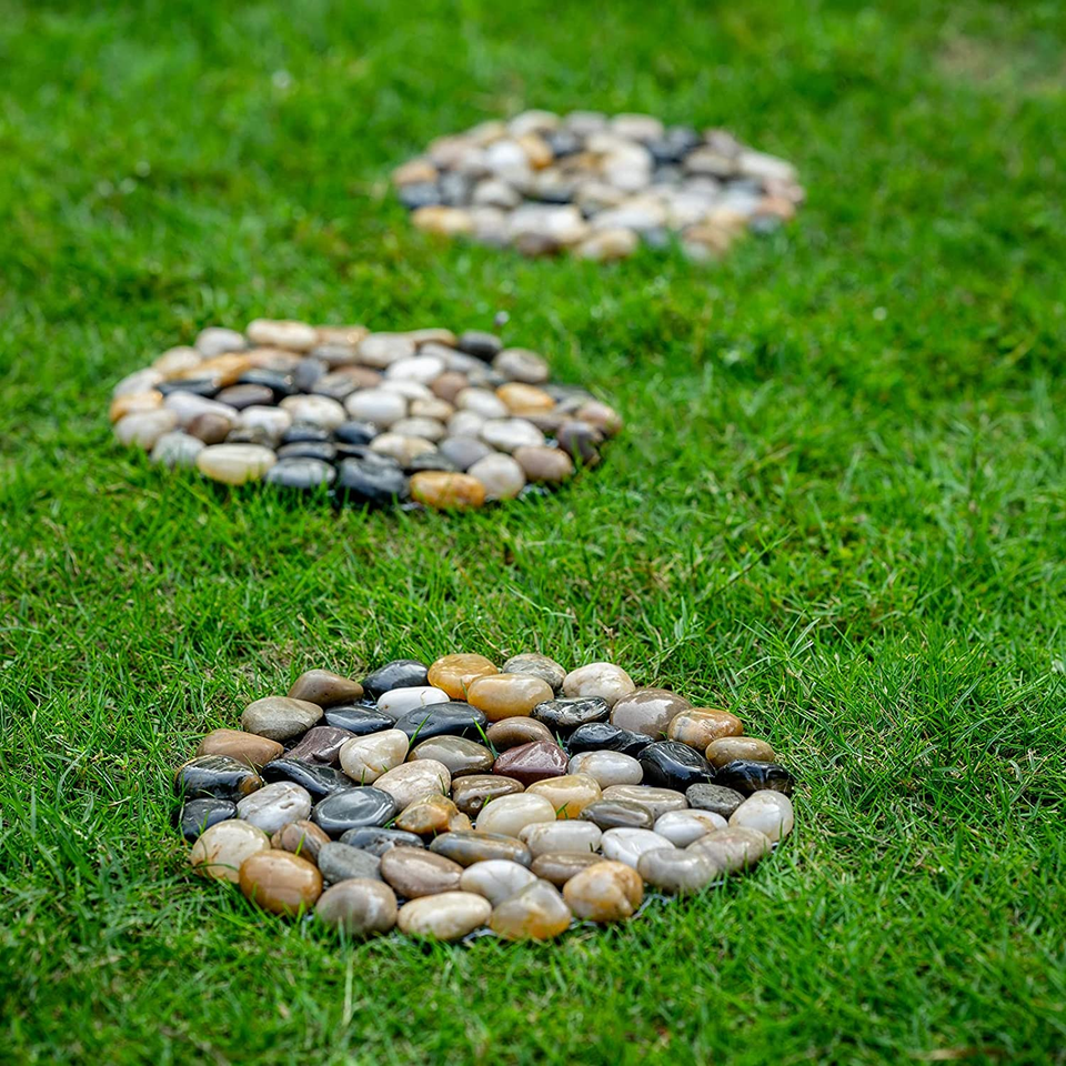 STEPPING STONES River Rock Pavers Pebbles for Garden Roundness Set of 6 ...