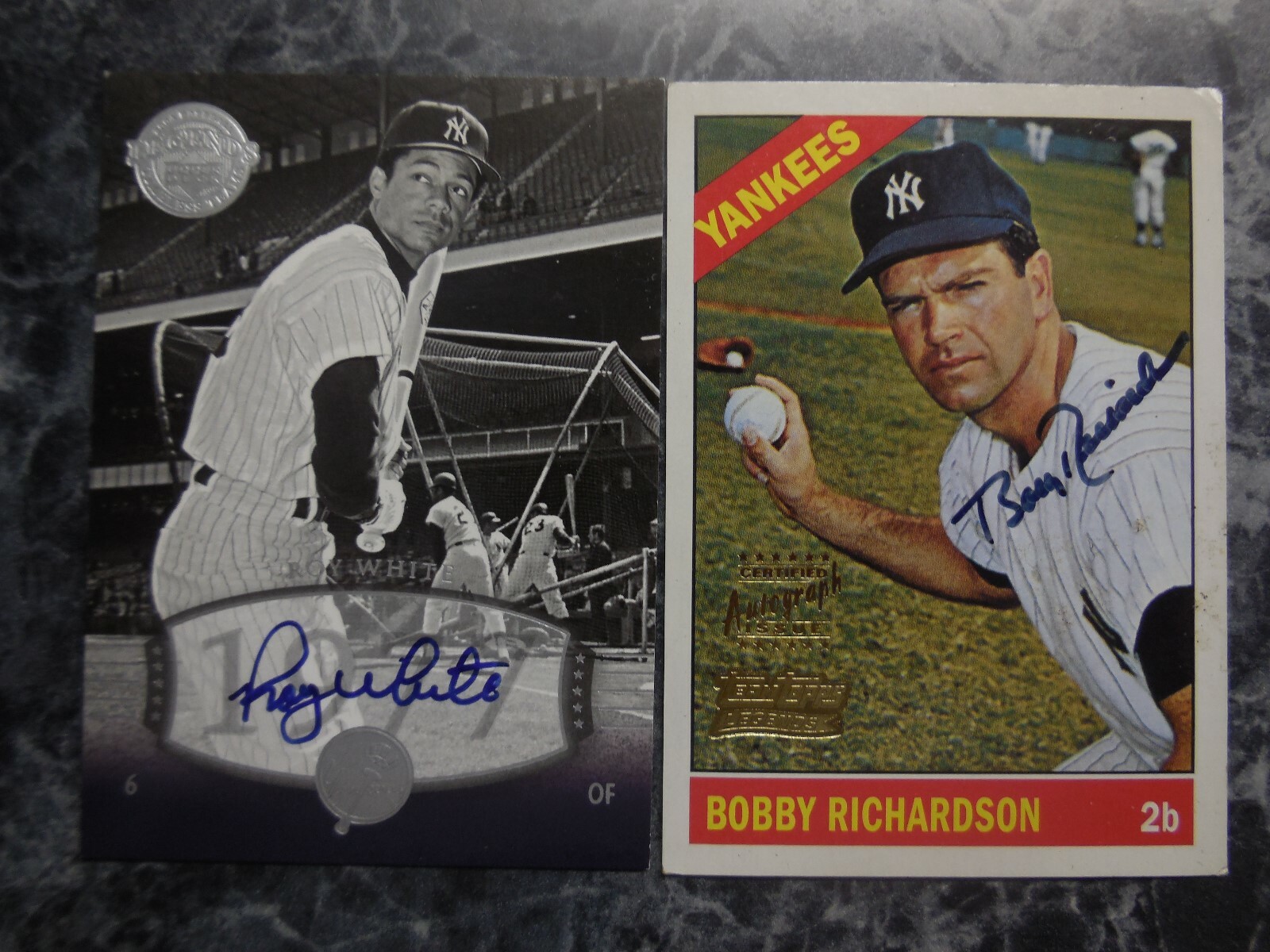 3 new york yankee signed cards 1 upper deck roy white 2 bobby ...