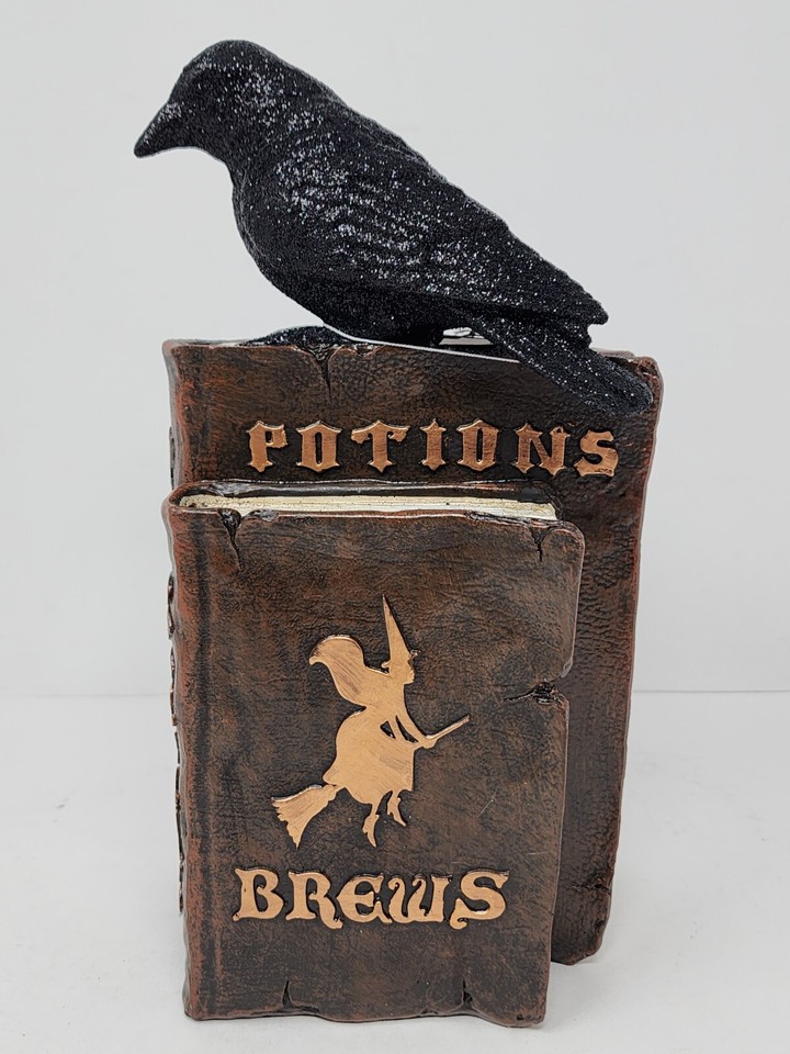 Martha Stewart Spells Potions Brews Books Glitter Raven Halloween Decor ...