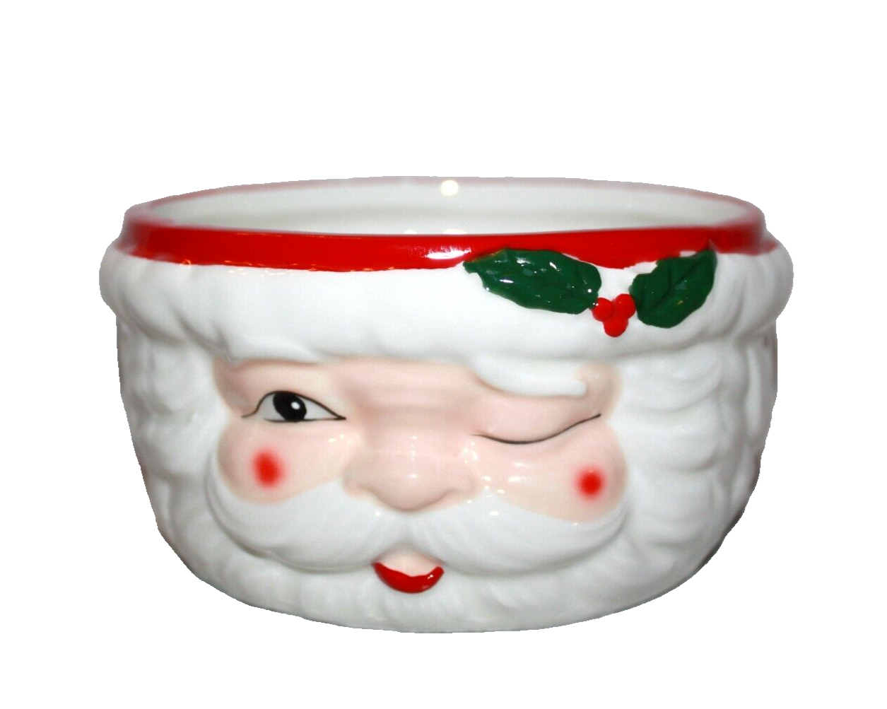 Winking Christmas Santa Claus Bowl Snack Treat Dish Old Fashioned ...