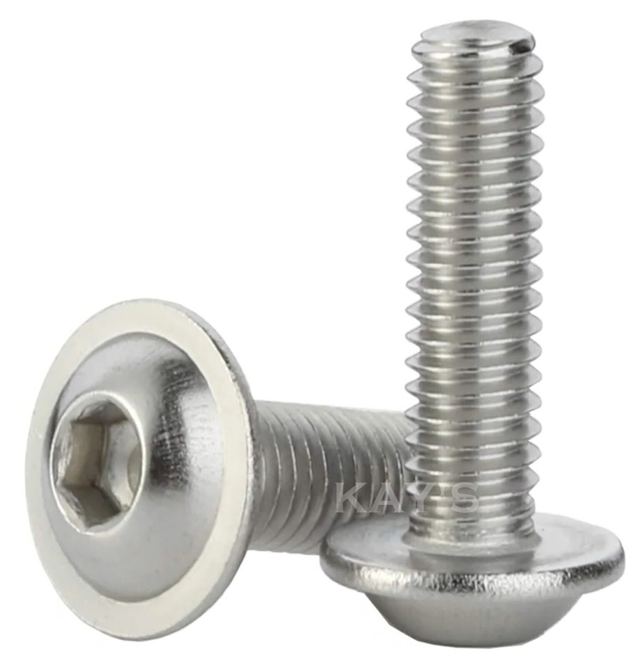 M10 (10mmØ) FLANGED BUTTON HEAD SCREWS ALLEN KEY SOCKET BOLTS A2 ...