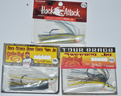 3 lures strike king swimming jigs 3/8oz 1/2oz sexy shad hack attack ...