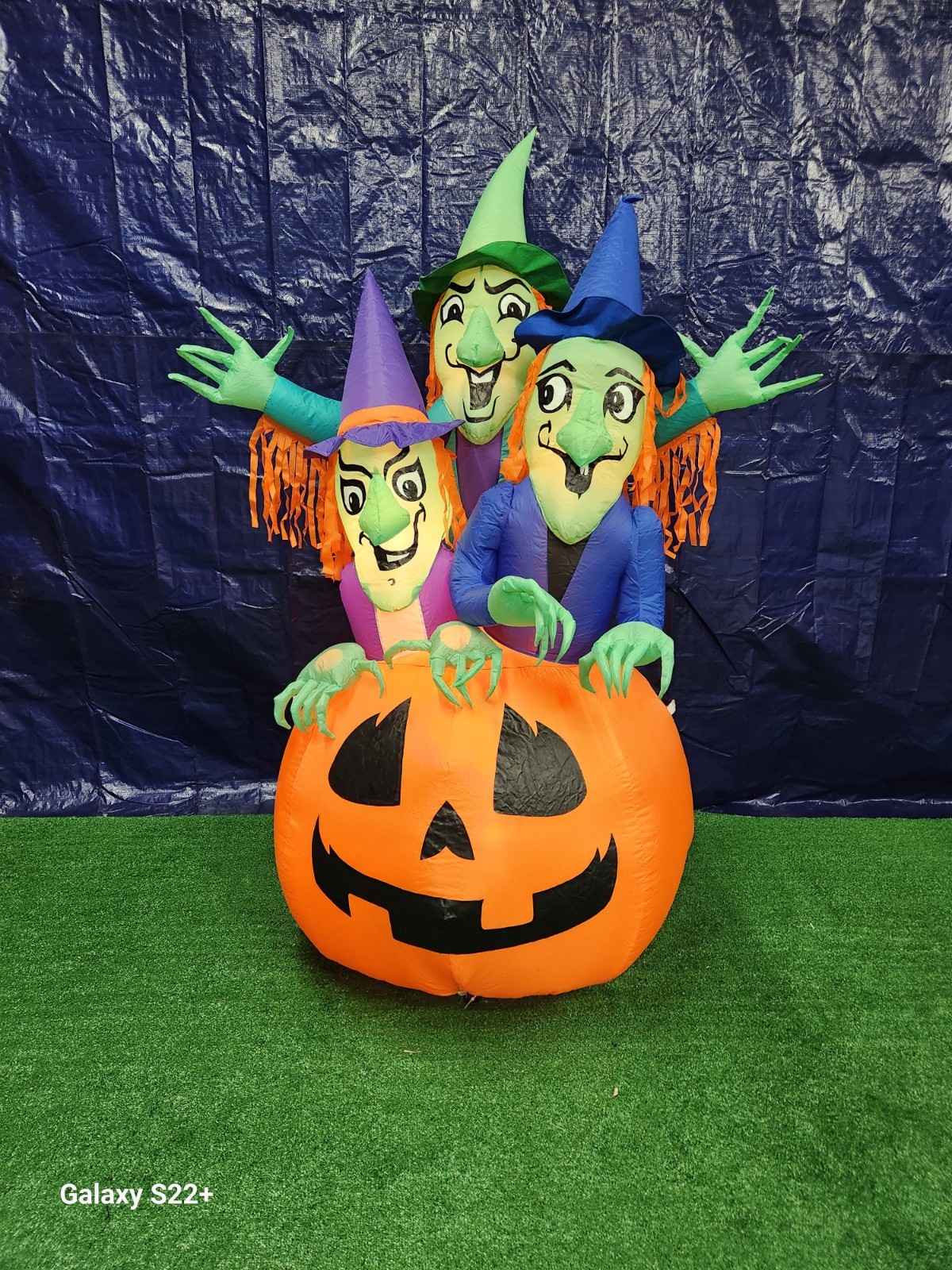 6.5ft Gemmy Airblown Inflatable Prototype Halloween Witches in Pumpkin ...