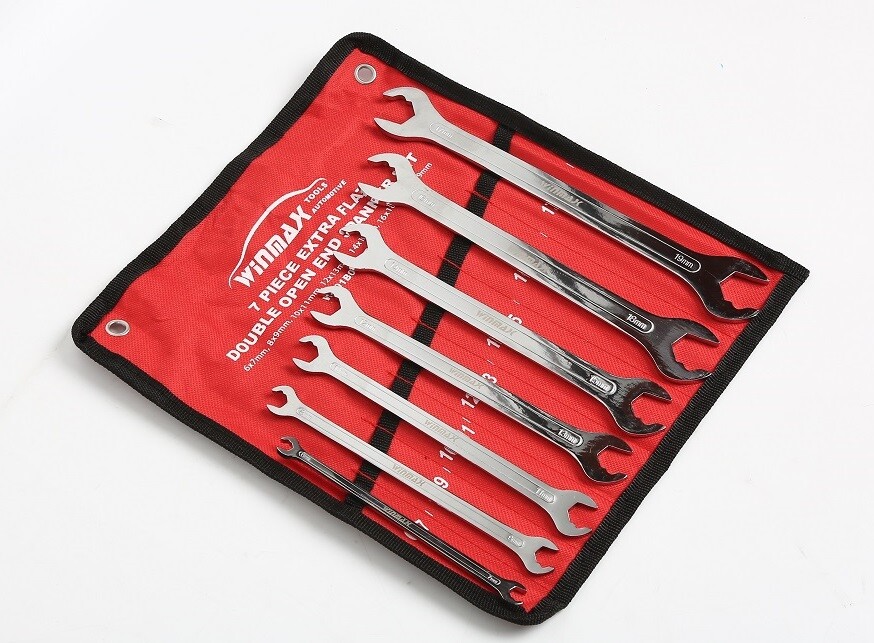 7pc Double Open End Wrench Set Ratcheting Combination Metric Flat ...