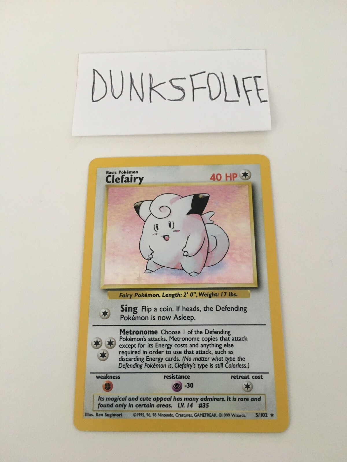 1999 Clefairy Pokemon Card Base Set Unlimited Holo 5/102 Very Rare Must ...