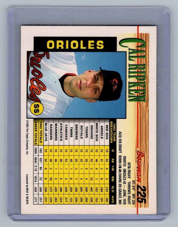 1993 Bowman #225 Cal Ripken | eBay