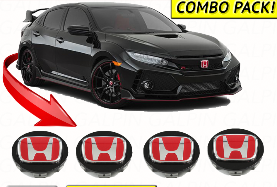 🔥OEM Honda Aluminum Wheel Black / Red Center Cap Type-R 2017-2020 4 ...