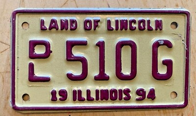 1994 ILLINOIS MOTORCYCLE CYCLE DEALER LICENSE PLATE " DL 510 G " IL 94 ...