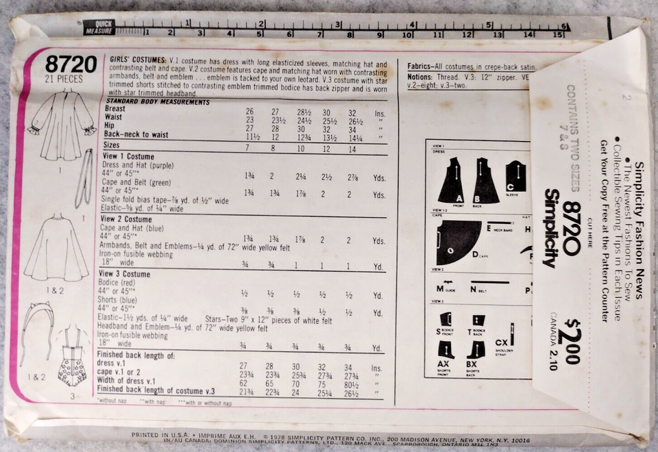 Simplicity Pattern 8720 Girls 7-8 Costume Dc Superheros Wonder Batgirl ...