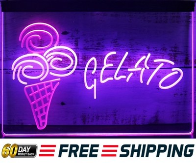 Gelato Gelateria Open LED Neon Light Sign Ice Cream Display Wall Art ...