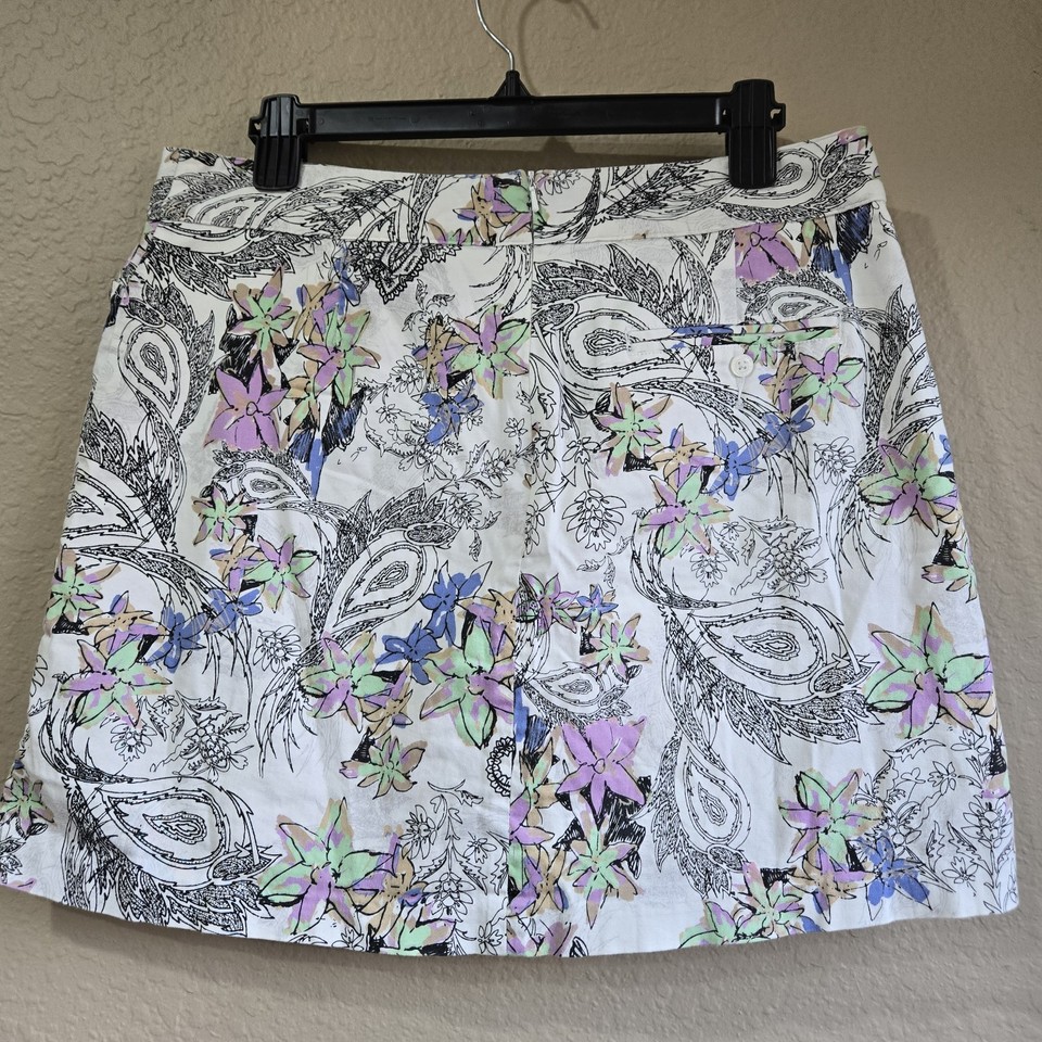 Lady Hagen Golf Skort White Multicolor Paisley Stretch Lined Pockets ...