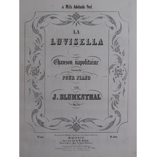 Blumenthal Jacques La Luvisella Op 34 Piano Ca1855 | eBay