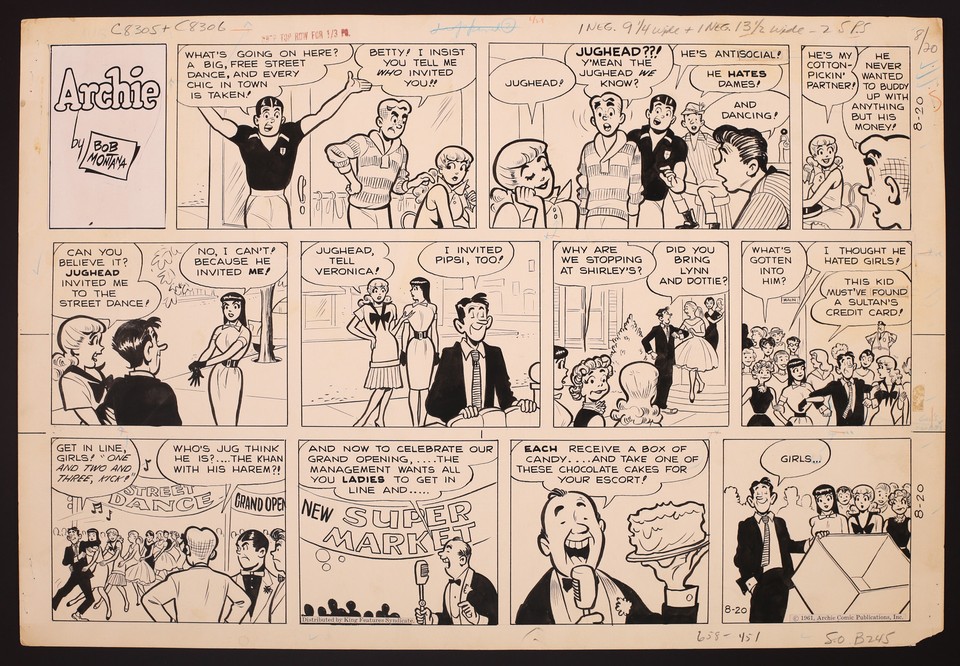 Original Art for the Archie Comic Strip (August 20, 1961) by Bob ...