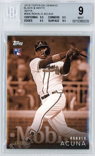 2018 TOPPS ON DEMAND BLACK & WHITE SEPIA #30A RONALD ACUNA RC GRADED ...