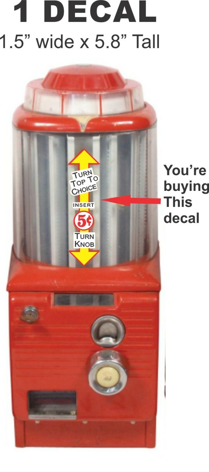 1 Northwestern Oak Acorn North Western Tab Gum Machine 5 cent Decal | eBay