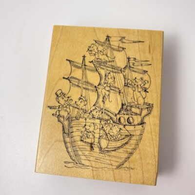 Mice on a Ship with Sails~Mouse~Sea~Rubber Stamp~3"X4"~Art Impressions ...