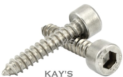 SOCKET CAP SELF TAPPING SCREWS A2 STAINLESS STEEL ALLEN KEY TAPPERS No ...