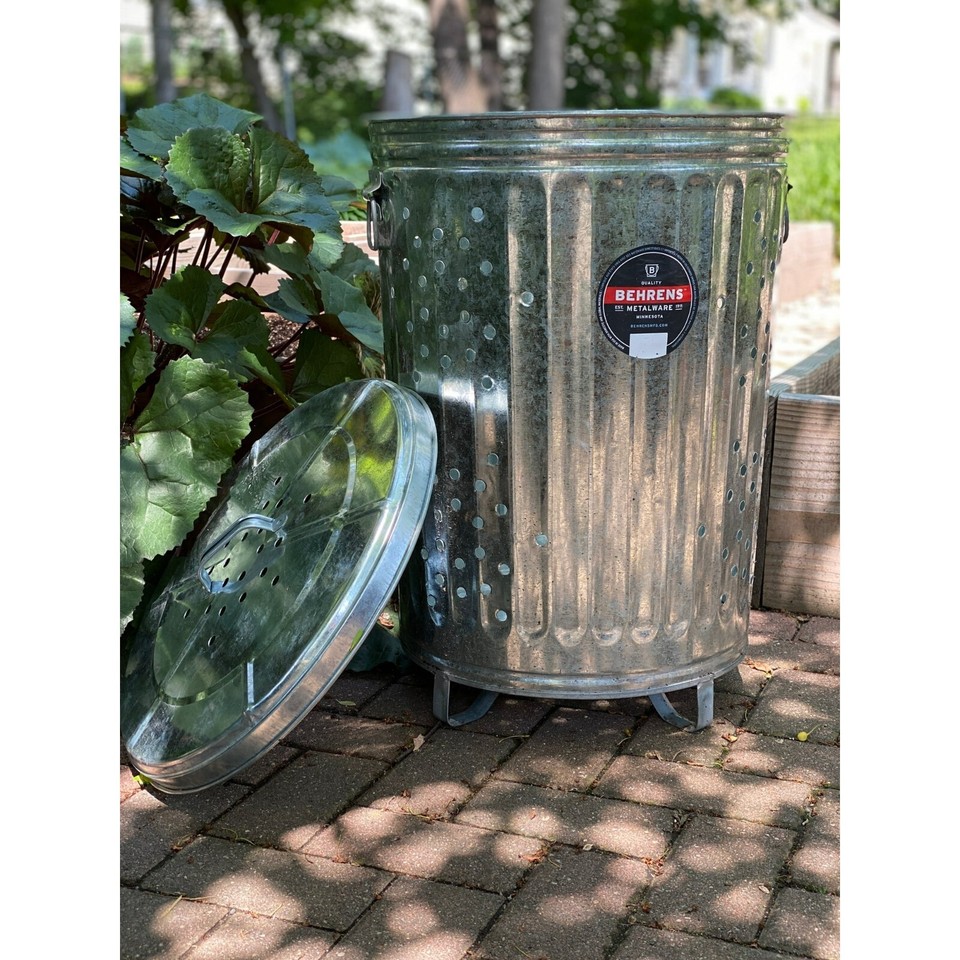 Behrens 20 gal Galvanized Steel Outdoor Refuse Composter Can with Lid ...