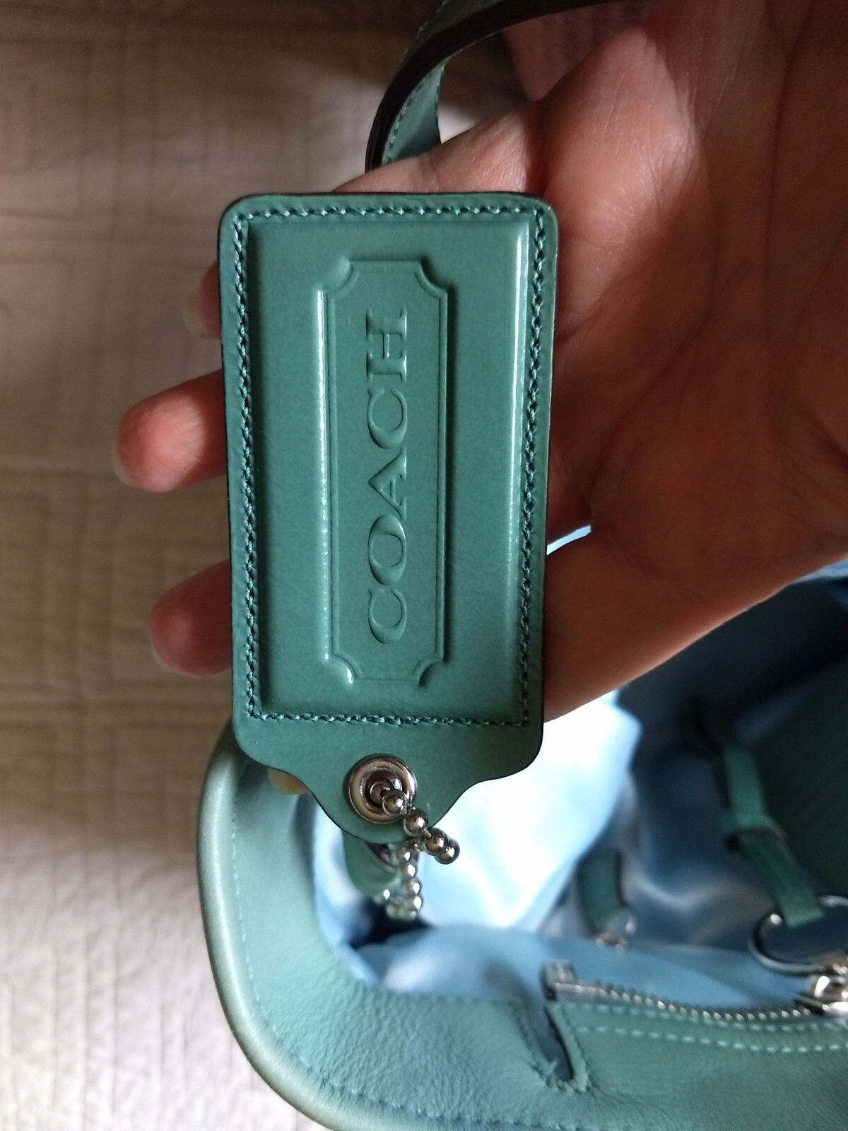 Coach Signature Audrey Perforated Sea Foam Aqua Leath… - Gem