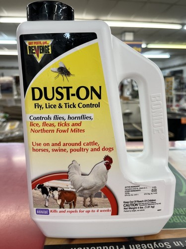 Revenge Dust-On 4 lb control fly lice and ticks on poultry swine cattle ...