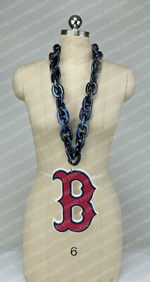 New MLB BOSTON RED SOX NAVY BLUE Jumbo Big Fan Chain Necklace Foam MI ...