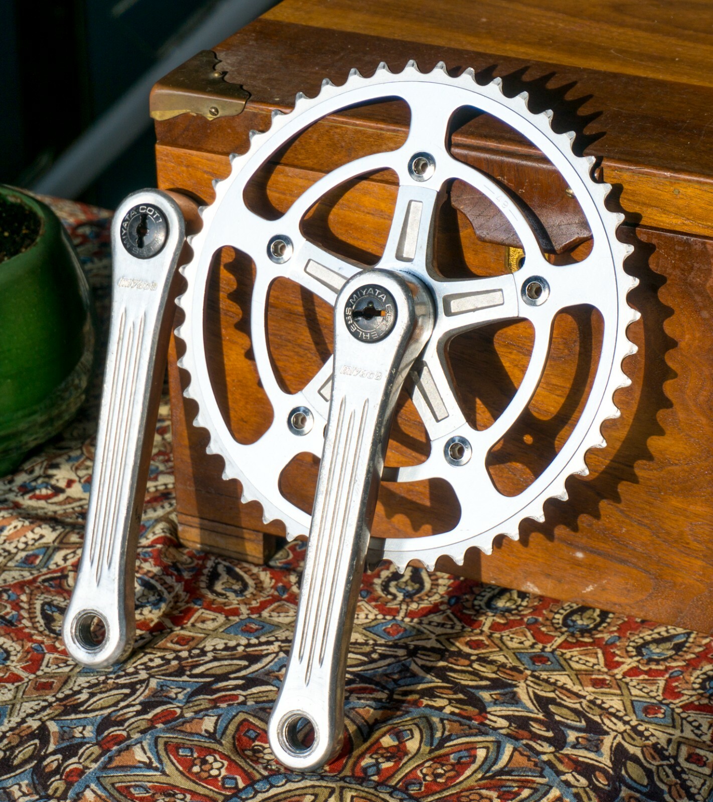 Vintage Crankset 165 Old School BMX Bike Cranks Miyata Sakae 49T 1980s ...