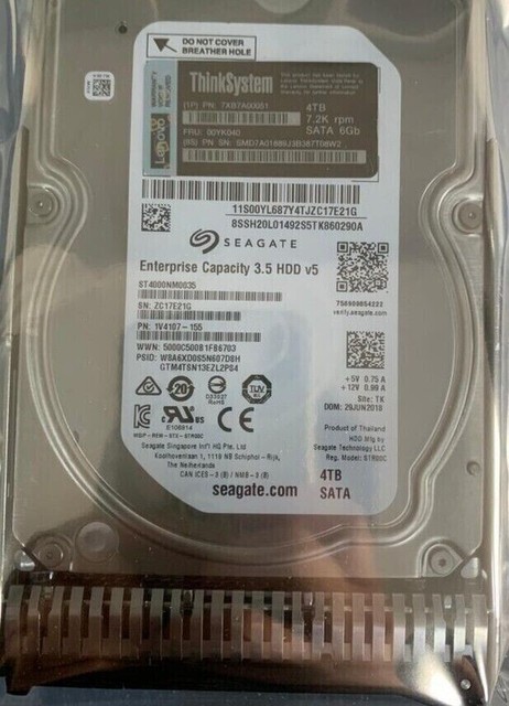 Lenovo 4TB 3.5" Internal Hard Drive 7XB7A00051 SATA 7200rpm 00YK040 ...