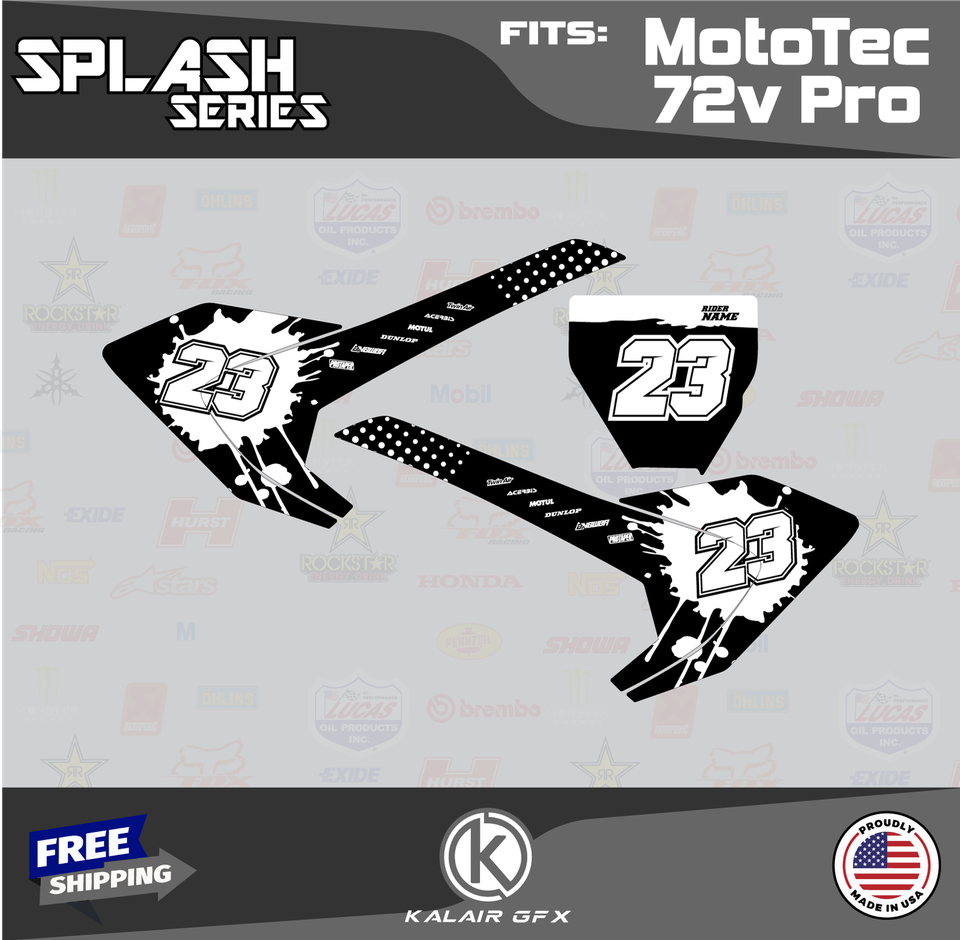 Graphics Kit for MotoTec Pro 72v (All Years) Splash Series - WHITE | eBay