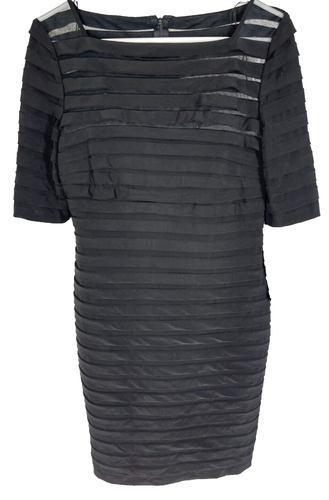 ADRIANNA PAPELL Sheath Dress Size 10 Black Partial Tuck Sleeve NEW NWT ...