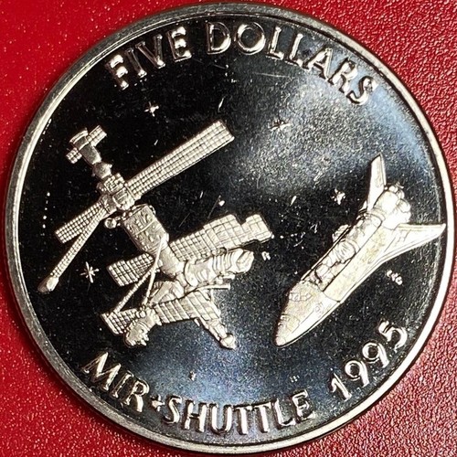 1995 MARSHALL ISLANDS $5 PROOF-LK US SHUTTLE ATLANTIS RUSSIAN SPACE ...