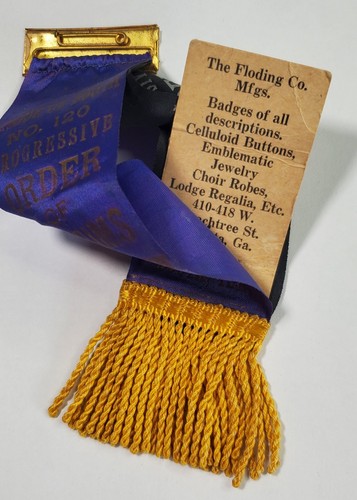 1932 Progressive Order of Pilgrims Ribbon Badge -- Booth, Texas ...