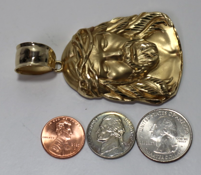 14K Yellow Matte Finish Gold Jesus Christ Head Charm Pendant | eBay