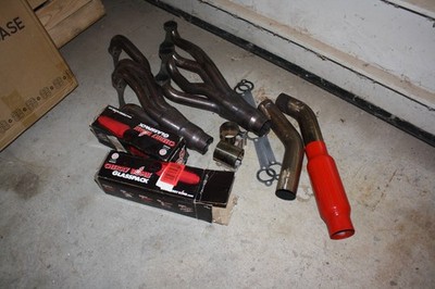 SBC Headers, Shorty, All set up flush with floor pan Chevy 265-400 SB ...