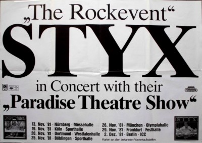 STYX - 1981 - Plakat - In Concert - Paradise Theatre Tour - Poster | eBay