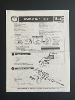Revell - Austin Healey 100-6 Original Model Kit Instruction Sheet - 1/ ...