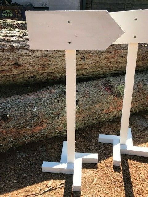 Large wooden venue sign, finger post freestanding rustic brown or white ...