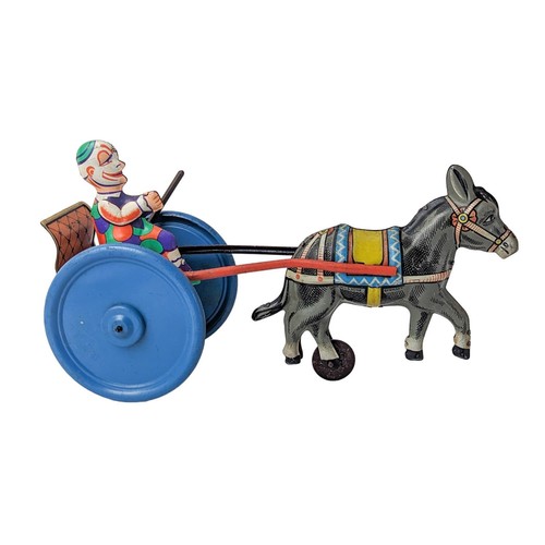 Vintage German Wind Up Clown and Donkey Cart | eBay