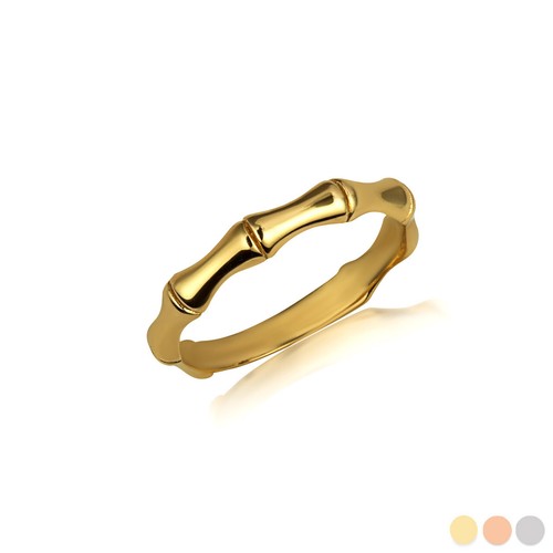 Gold Bamboo Nature Band Ring (Available in Yellow/Rose/White Gold) | eBay