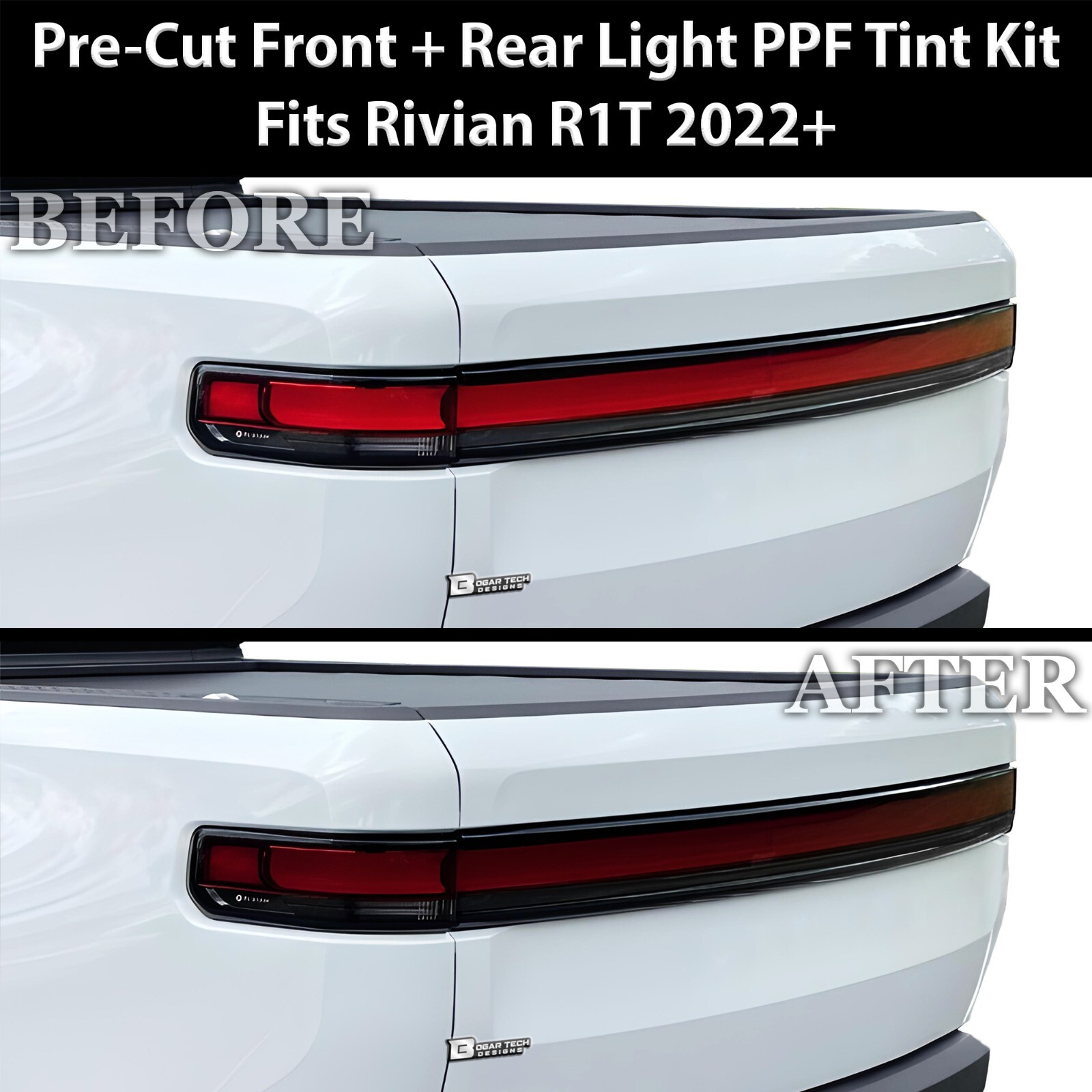 Fits Rivian R1T R1S Head Tail Light Precut Smoked PPF Tint Film Decal ...