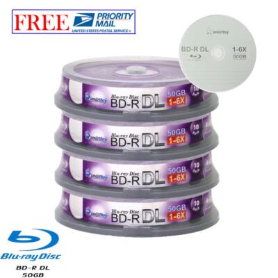 40 Pack Smartbuy Blu-ray BD-R BDR DL Dual Layer 6X 50GB Logo Record Media Disc | eBay