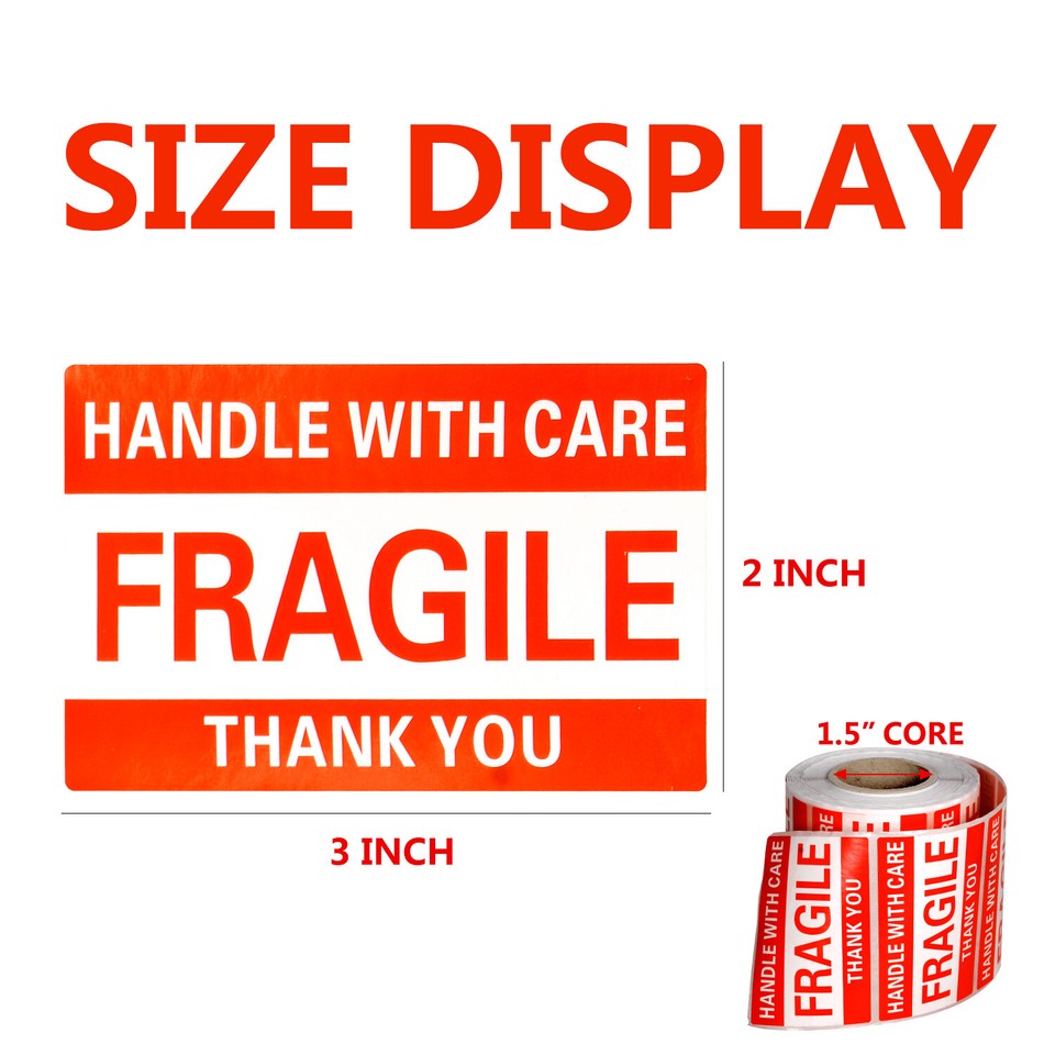 Fragile Stickers 1 Roll 500 2x3 Fragile Label Sticker Handle With Care ...